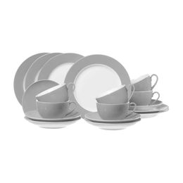 Ritzenhoff & Breker Geschirr-Set RITZENHOFF & BREKER "Kaffeeservice Doppio 18er Set grau", grau, 18, Porzellan, Geschirr-Sets, Geschirr-Set, Sp&uuml;lmaschinengeeignet