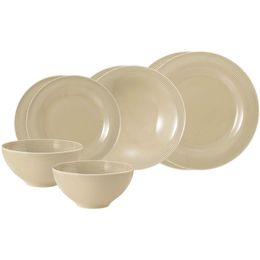 Geschirr-Set Seltmann Weiden "Einsteiger-Set Beat Color Glaze 8er Set", beige (sandbeige), 8, Porzellan, Geschirr-Sets, Geschirr-Set, Sp&uuml;lmaschinengeeignet, Mikrowellenfest, Ofenfest