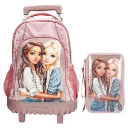 Rucksack Depesche "Schul-Set Trolley DOTS TOPModel 2er Set rosa", Kinder, Gr. B/H/T: 2cm x 2cm x 2cm, rosa, Polyester, Rucks&auml;cke Rucksack