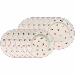 Villeroy & Boch Geschirr-Set VILLEROY & BOCH "Tafelservice Petite Fleur 12er Set wei&szlig;", wei&szlig;, 12, Porzellan, Geschirr-Sets, Geschirr-Set, Sp&uuml;lmaschinengeeignet, Mikrowellengeeignet