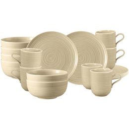 Geschirr-Set Seltmann Weiden "Fr&uuml;hst&uuml;cks-Set Terra 18er Set", beige (sandbeige), 18, Porzellan, Geschirr-Sets, Geschirr-Set, Sp&uuml;lmaschinenfest, Mikrowellensicher, Ofenfest