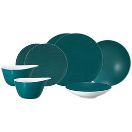 Geschirr-Set Seltmann Weiden "Einsteiger-Set Life Fashion 8er Set", bunt (trendy petrol), 8, Porzellan, Geschirr-Sets, Geschirr-Set, Sp&uuml;lmaschinenfest, Mikrowellensicher, Ofenfest