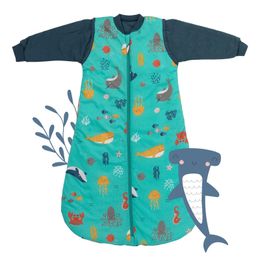 Babyschlafsack SCHLUMMERSACK "Schlafsack ohne F&uuml;&szlig;en 1.0 Tog", Baby, Gr. L: 90cm, blau (meerestiere), Obermaterial: 100% Baumwolle CO., Schlafs&auml;cke