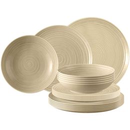 Geschirr-Set Seltmann Weiden "Teller-Set Terra 18er Set", beige (sandbeige), 18, Porzellan, Geschirr-Sets, Geschirr-Set, Sp&uuml;lmaschinenfest, Mikrowellensicher, Ofenfest