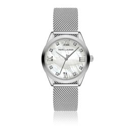 Quarzuhr MARC LAUDER "ME6-B018S", silber, Armbanduhren, Damen, Quarzuhr
