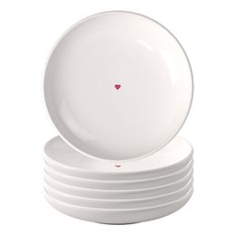 Brotteller "Brotteller With Love &oslash; 16 cm 6er Set wei&szlig;", wei&szlig;, B:16cm H:2,9cm L:16cm T:16cm &Oslash;:16cm, LIKE. BY VILLEROY & BOCH, Speiseteller, Sp&uuml;lmaschinengeeignet, Mikrowellengeeignet