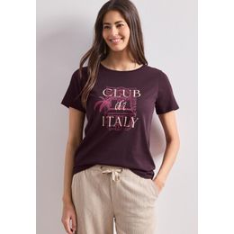 T-Shirt Street One, Damen, Gr. 34, rustic rouge, Web, 50% Baumwolle, 50% Modal, bedruckt, normal normal, Rundhals, abgesteppt, Shirts T-Shirt, Jersey