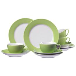 Ritzenhoff & Breker Geschirr-Set RITZENHOFF & BREKER "Kaffeeservice Doppio 12er Set", gr&uuml;n, 12, Porzellan, Geschirr-Sets, Geschirr-Set, Sp&uuml;lmaschinengeeignet, Sp&uuml;lmaschinenfest
