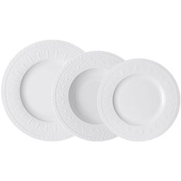 Villeroy & Boch Geschirr-Set VILLEROY & BOCH "Teller-Set Cellini 12er Set wei&szlig;", wei&szlig;, 12, Porzellan, Geschirr-Sets, Geschirr-Set, Sp&uuml;lmaschinengeeignet, Mikrowellenfest