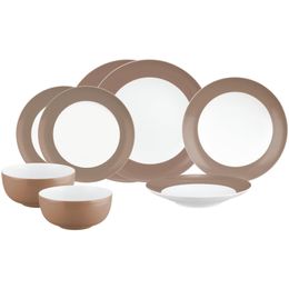 Geschirr-Set Seltmann Weiden "Einsteiger-Set Liberty Pure Colors 8er Set", braun (cocoa braun), 8, Porzellan, Geschirr-Sets, Geschirr-Set, Sp&uuml;lmaschinenfest, Mikrowellensicher, Ofenfest