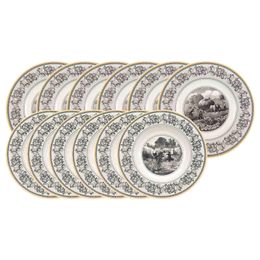Villeroy & Boch Geschirr-Set VILLEROY & BOCH "Tafelservice Audun Ferme 12er Set bunt", bunt, 12, Porzellan, Geschirr-Sets, Geschirr-Set, Sp&uuml;lmaschinengeeignet, Mikrowellenfest