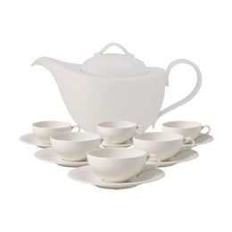 Villeroy & Boch Teekanne VILLEROY & BOCH "Tee-Set New Cottage Basic 13er Set wei&szlig;", wei&szlig;, B:2cm H:2cm, Kannen, Sp&uuml;lmaschinengeeignet, Mikrowellengeeignet