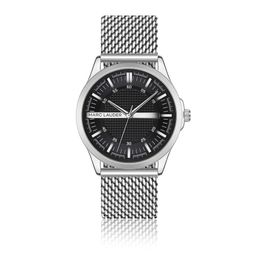Quarzuhr MARC LAUDER "MF6-B192S", silber, Armbanduhren, Herren, Quarzuhr