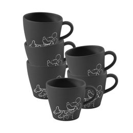 Villeroy & Boch Tasse VILLEROY & BOCH "Kaffeetassen Manufacture Rock - Mickey Mouse 160 ml 6er Set schwarz", schwarz, B:8,3cm H:7,4cm, Porzellan, Trinkgef&auml;&szlig;e, Tasse, Sp&uuml;lmaschinenfest, Mikrowellensicher