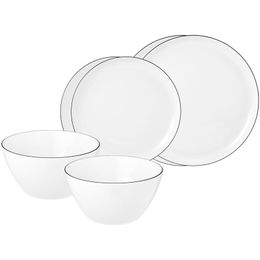 Geschirr-Set Seltmann Weiden "Basic-Set Lido Black Line 6er Set wei&szlig;", wei&szlig;, 6, Porzellan, Geschirr-Sets, Geschirr-Set, Sp&uuml;lmaschinengeeignet, Mikrowellenfest, Ofenfest
