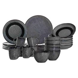 Geschirr-Set Leonardo "Tafelservice Matera 30er Set", grau (anthrazit), 30, Keramik, Geschirr-Sets, Geschirr-Set, Ideal f&uuml;r den Alltag, sp&uuml;lmaschinengeeignet, mikrowellengeeignet