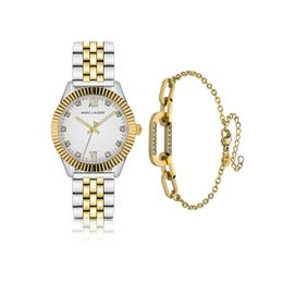 Quarzuhr MARC LAUDER "SME8-1", gold, silber, Armbanduhren, Damen, Quarzuhr