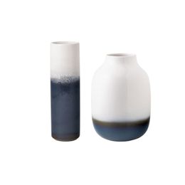Dekovase "Vasen Lave Home 22 cm + 25 cm 2er Set wei&szlig;-blau", bunt (wei&szlig;, blau), B:2cm H:2cm T:2cm, LIKE. BY VILLEROY & BOCH, Vasen