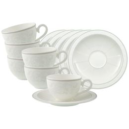 Villeroy & Boch Tasse VILLEROY & BOCH "Kaffeetassen mit Untertassen Gray Pearl 120 ml 6er Set wei&szlig;", wei&szlig;, B:16cm H:8,2cm &Oslash;:16cm, Porzellan, Trinkgef&auml;&szlig;e, Tasse, Sp&uuml;lmaschinenfest, Mikrowellensicher