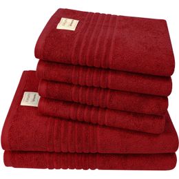 Handtuch Set Dyckhoff "Nature", lila (amarena), 6 Stk., Frottier, Frottier, Obermaterial: 100% Baumwolle, Handtuch-Sets, 6er Set: 4x Handt&uuml;cher, je 50 x 100 cm & 2x Badetuch 70 x 140 cm