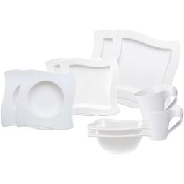 Villeroy & Boch Geschirr-Set VILLEROY & BOCH "Starter-Set NewWave wei&szlig;", wei&szlig;, 10, Porzellan, Geschirr-Sets, Geschirr-Set, Sp&uuml;lmaschinengeeignet, Mikrowellenfest