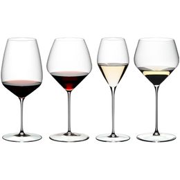 Weinglas "Verkostungsset Gl&auml;serset Veloce 4er Set transparent", bunt (transparent), B:2cm H:2cm, Glas, RIEDEL THE WINE GLASS COMPANY, Trinkgef&auml;&szlig;e, Weinglas, Sp&uuml;lmaschinengeeignet