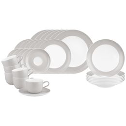 Geschirr-Set Seltmann Weiden "Kombiservice Liberty Pure Colors 30er Set", grau (new grau), 30, Porzellan, Geschirr-Sets, Geschirr-Set, Sp&uuml;lmaschinenfest, Mikrowellensicher, Ofenfest