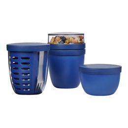 Lunchbox Mepal "Lunchpot, Fruitpot und Snackpot Ellipse 3er Set", blau (vivid blau), B:2cm H:2cm L:2cm &Oslash;:10,7cm, Kunststoff, Lebensmittelaufbewahrungsbeh&auml;lter, Lunchbox