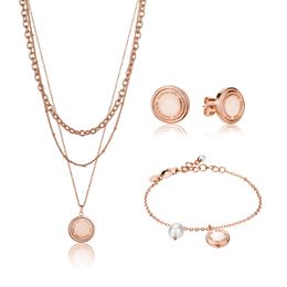 Schmuckset ISABELLA FORD "IS005R", rose gold, Schmuck_Sets, Damen, First: 40cm, Second: 45cm, Third 50cm. Pendant 25x1,5mm / First: 43cm. Second: 48cm. Pendant diameter: 25x1,5mm. / 155mm., Edelstahl, Schmuckset