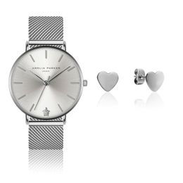 Quarzuhr AMELIA PARKER "SAA1-4", silber, Armbanduhren, Damen, Quarzuhr
