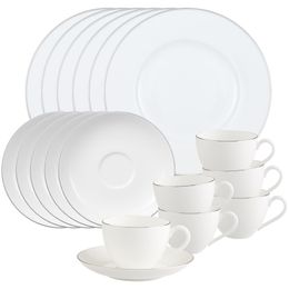 Villeroy & Boch Geschirr-Set VILLEROY & BOCH "Kaffeeservice Anmut Platinum No.1 18er Set wei&szlig;", wei&szlig;, 18, Porzellan, Geschirr-Sets, Geschirr-Set, Sp&uuml;lmaschinengeeignet