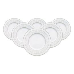 Villeroy & Boch Brotteller VILLEROY & BOCH "Brotteller Gray Pearl &oslash; 18 cm 6er Set wei&szlig;", wei&szlig;, B:18cm H:2cm L:18cm T:18cm &Oslash;:18cm, Speiseteller, Sp&uuml;lmaschinengeeignet, Mikrowellengeeignet