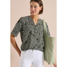 Kurzarmbluse Cecil, Damen, Gr. XXL (46), khaki, Stoff, 100% Viskose, Paisley, normal normal, Rundhals, normaler Saum, Blusen, aus softer Viskose