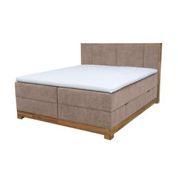 Boxbett OTTO HOME "Fennor, Doppelbett, Polsterbett, Federkernbett, Komforbett, 160/180 cm", braun, B:186cm L:213cm, 100% PES, Komplettbetten, Boxbett: 5-Z-Taschenfederkern im Unterbau, H&auml;rtegrad 3, inkl. Topper