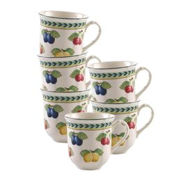 Villeroy & Boch Becher VILLEROY & BOCH "Henkelbecher French Garden Fleurence 380 ml 6er Set bunt", bunt, B:10,2cm H:10,7cm, Porzellan, Trinkgef&auml;&szlig;e, Becher, Sp&uuml;lmaschinenfest, Mikrowellensicher
