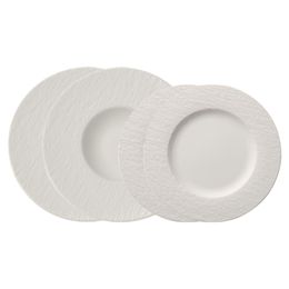 Villeroy & Boch Geschirr-Set VILLEROY & BOCH "Teller-Set Manufacture Rock 4er Set wei&szlig;", wei&szlig;, 4, Porzellan, Geschirr-Sets, Geschirr-Set, Sp&uuml;lmaschinengeeignet, Mikrowellenfest