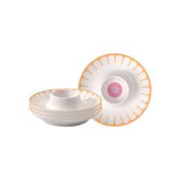 Villeroy & Boch Eierbecher VILLEROY & BOCH "Eierbecher Fleur Couleur &oslash; 11,6 cm 4er Set bunt", bunt, B:11,6cm H:3,1cm &Oslash;:11,6cm, Porzellan, Eierbecher, Sp&uuml;lmaschinenfest, Mikrowellensicher