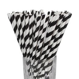 Trinkhalme LUXENTU "Papier-Trinkhalme gestreift 20 cm 100er Set", schwarz, wei&szlig;, B:2cm H:19,7cm L:2cm T:2cm &Oslash;:0,6cm, K&uuml;chenhelfer-Sets, Aus stabilem und hochwertigem Papier, ungebleicht, frei von Chemikalien, 100% biologisch abbaubar, absolut geschmacksneutral