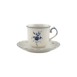 Villeroy & Boch Espressotasse VILLEROY & BOCH "Espressotasse mit Untertasse Vieux Luxembourg 70 ml wei&szlig;-blau", bunt (wei&szlig;, blau), B:12cm H:7,4cm &Oslash;:12cm, Porzellan, Trinkgef&auml;&szlig;e, Espressotasse, Sp&uuml;lmaschinengeeignet, Mikrowellengeeignet