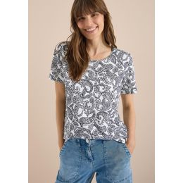 T-Shirt Cecil, Damen, Gr. L (42), schwarz, Web, 50% Baumwolle, 50% Modal, Paisley, normal normal, Rundhals, abgesteppt, Shirts T-Shirt, bestehend aus einem Materialmix