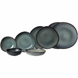 Geschirr-Set "Einsteiger-Set Lave 8er Set", grau (gris), 8, Steingut, LIKE. BY VILLEROY & BOCH, Geschirr-Sets, Geschirr-Set, Sp&uuml;lmaschinengeeignet, Mikrowellenfest
