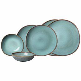 Geschirr-Set "Basic-Set Lave 6er Set", blau (glac&eacute;), 6, Steingut, LIKE. BY VILLEROY & BOCH, Geschirr-Sets, Geschirr-Set, Sp&uuml;lmaschinengeeignet, Mikrowellenfest