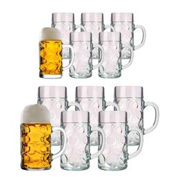 Bierkrug ST&Ouml;LZLE "Bierkr&uuml;ge Isar 0,5l + 1l 12er Set transparent", bunt (transparent), B:2cm H:2cm, Glas, Trinkgef&auml;&szlig;e, Erh&ouml;hte Bruchfestigkeit, Sp&uuml;lmaschinengeeignet