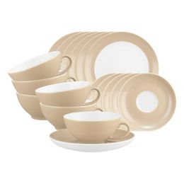 Geschirr-Set Seltmann Weiden "Teeservice Liberty Pure Colors 18er Set", beige (dusty beige), 18, Porzellan, Geschirr-Sets, Geschirr-Set, Sp&uuml;lmaschinenfest, Mikrowellensicher, Ofenfest