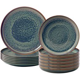 Geschirr-Set "Tafelservice Crafted 12er Set", bunt (breeze), 12, Porzellan, LIKE. BY VILLEROY & BOCH, Geschirr-Sets, Geschirr-Set, Sp&uuml;lmaschinengeeignet, Mikrowellengeeignet