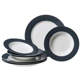 Ritzenhoff & Breker Geschirr-Set RITZENHOFF & BREKER "Tafelservice Doppio 8er Set", grau (anthrazit), 8, Porzellan, Geschirr-Sets, Geschirr-Set, Sp&uuml;lmaschinengeeignet, Sp&uuml;lmaschinenfest