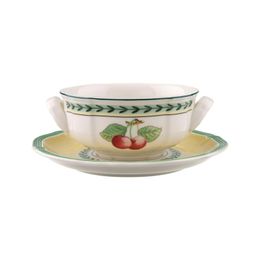 Villeroy & Boch Tasse VILLEROY & BOCH "Suppentasse mit Untertasse French Garden Fleurence 240 ml bunt", bunt, B:17cm H:7,6cm &Oslash;:17cm, Porzellan, Trinkgef&auml;&szlig;e, Tasse, Sp&uuml;lmaschinengeeignet, Mikrowellenfest