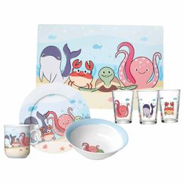 Ritzenhoff & Breker Kindergeschirr-Set RITZENHOFF & BREKER "Geschirr-Set mit Kinderbecher Unterwasserwelt 7er Set bunt", bunt, 7, Geschirr-Sets, Sp&uuml;lmaschinengeeignet
