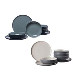 Ritzenhoff & Breker Geschirr-Set RITZENHOFF & BREKER "Tafelservice Jasper 16er Set schwarz-grau", schwarz, grau, 16, Keramik, Geschirr-Sets, Geschirr-Set, Sp&uuml;lmaschinengeeignet