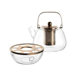 Teekanne Leonardo "Teekanne mit Metallhenkel + St&ouml;vchen T&egrave; Per Te 1,2 Liter transparent", bunt (transparent), B:2cm H:2cm, Kannen, Sp&uuml;lmaschinengeeignet, Temperaturbest&auml;ndig bis max. 100 Grad C